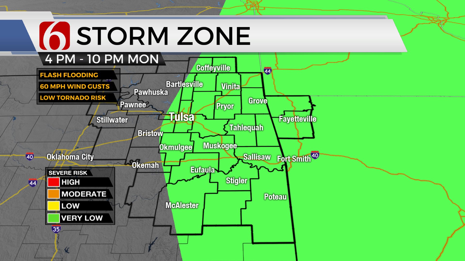 Severe Storms To Move Through Green Country Monday