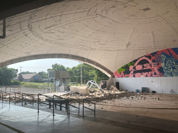 Wall Of Tulsa's Historic Rose Bowl Collapses Due To Storm Damage