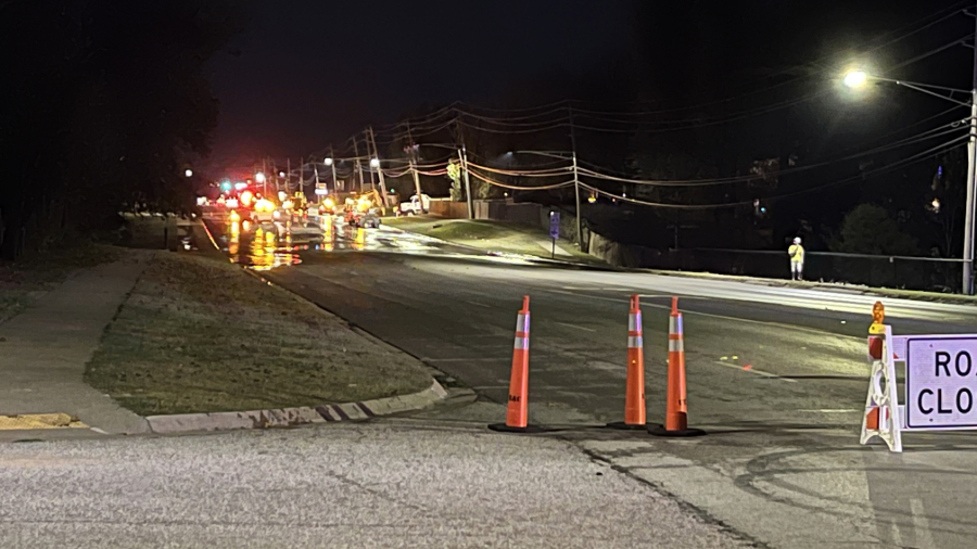 Water Line Rupture Causes Road Closure Near S Aspen Ave
