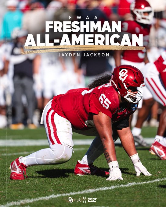Oklahoma's Jayden Jackson Named Freshman All-American By FWAA