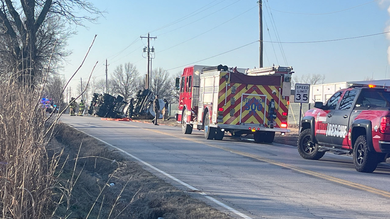 Emergency crews respond to rollover involving hazardous materials near ...