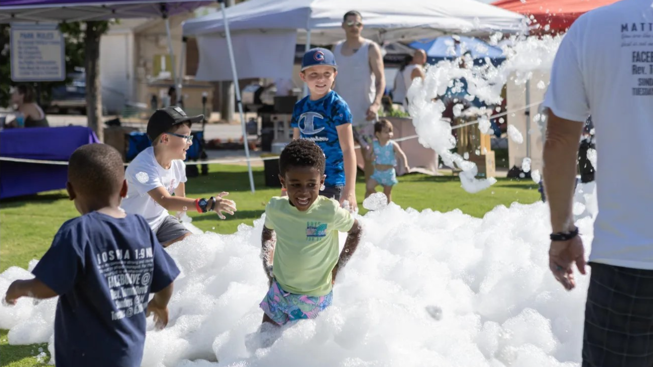 Sharks in the Park brings splashy fun to downtown Jenks