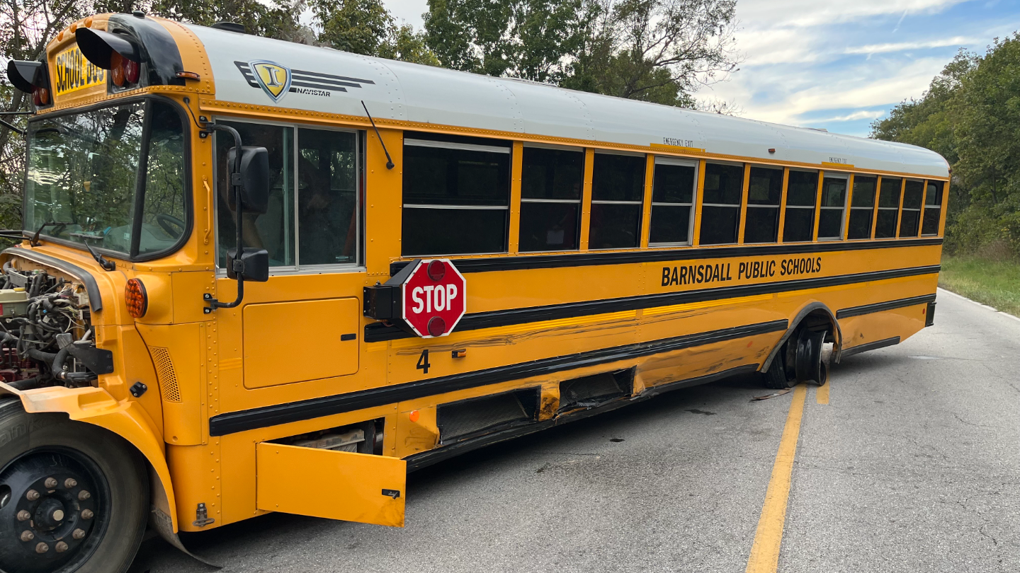 No students injured after car hits Barnsdall school bus