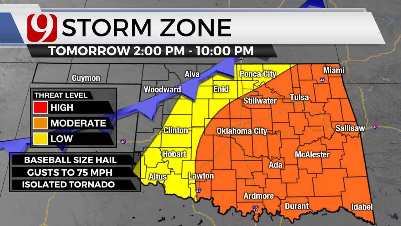 Showers, Storms Possible Monday; Severe Threat Ramps Up Tuesday