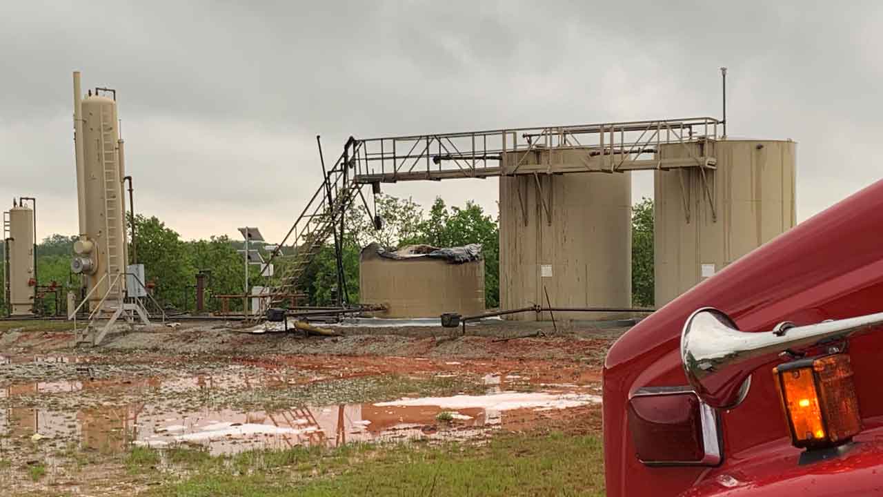 Tank Battery Catches Fire In Harrah