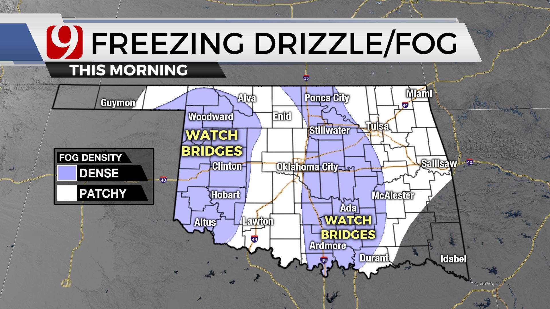 Freezing Temps, Fog, Drizzle Could Cause Risky Road Conditions
