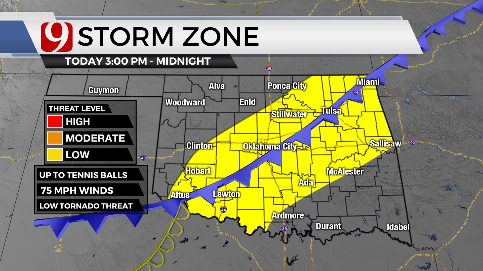Severe Thunderstorm Watch Issued For Multiple Oklahoma Counties Until ...