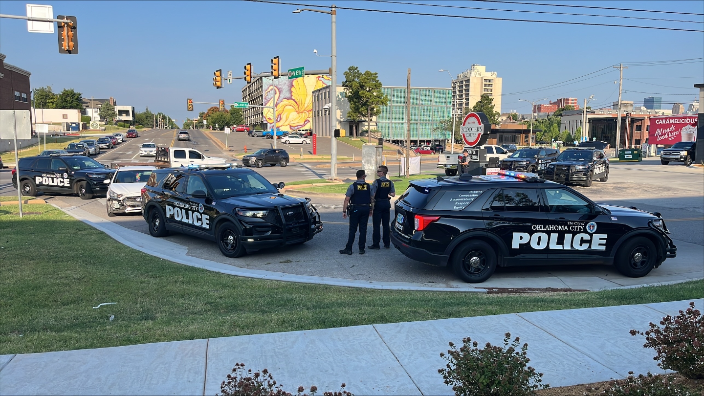 OKC officer’s patrol car hit while responding to call